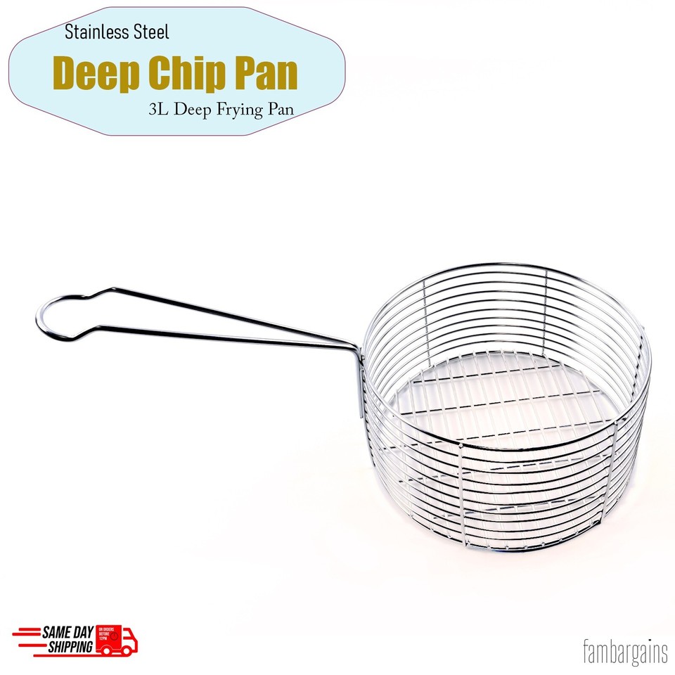 Stainless Steel Chip Pan Deep Cooking Fryer Pot Frying Basket Saucepan ...