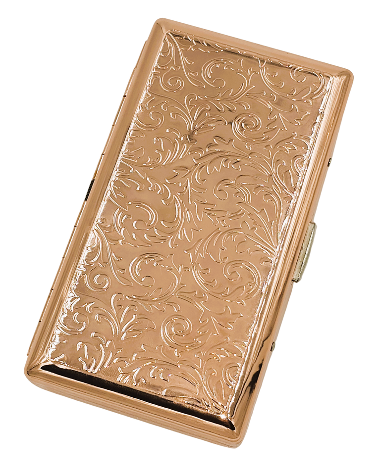 Retro Cigarette Case Double Sided King & 100s Boteh Rose Gold Color ...