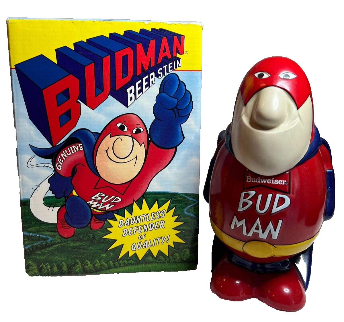 Anheuser Busch Budweiser Genuine Budman Bud Man lidded Stein CS100 1989 ...