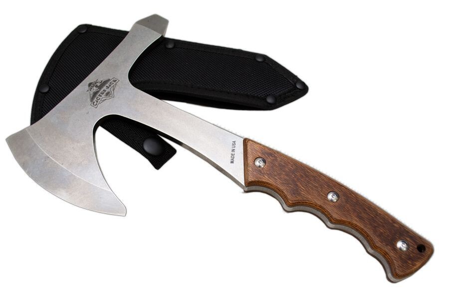 Cactus Jack Solid Steel Wood Handle Hatchet Axe with Sheath Made in USA ...