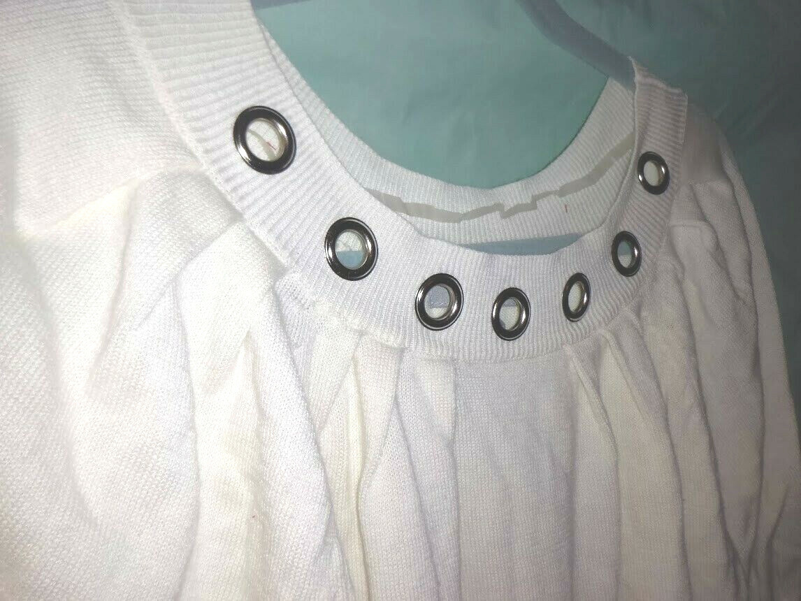 NY COLLECTION L from Macys Cream Gather Grommet Banded bottom SWEATER ...