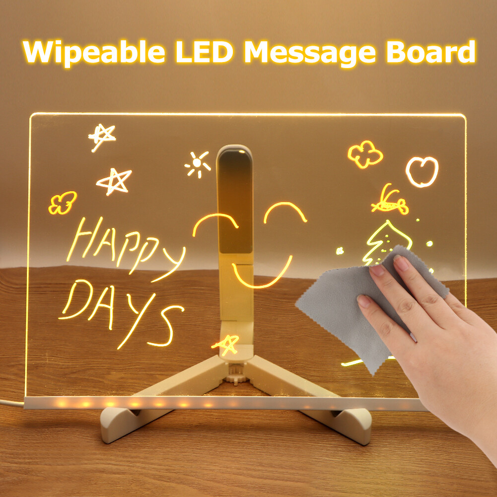 Dry Erase 11.8 X 7.9in With 7 Colors Display Cafe Acrylic LED Note ...