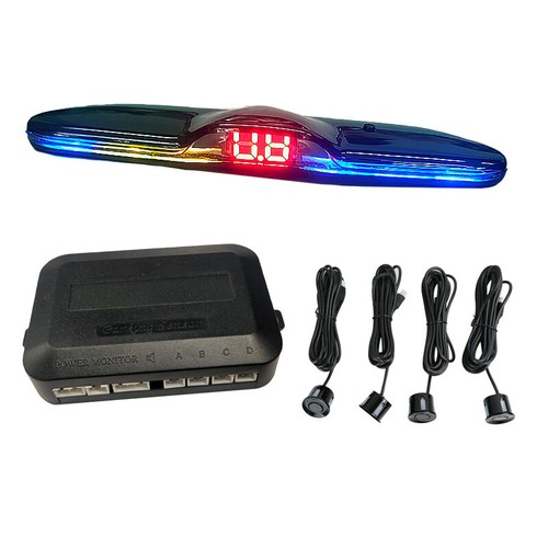 4 Parking Black Sensors LED Car Backup Reverse Rear Radar System Alert ...