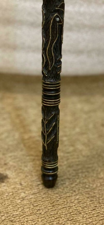 Ebony Carving Wood Canes Walking Sticks Inlaid Yellow Copper | eBay