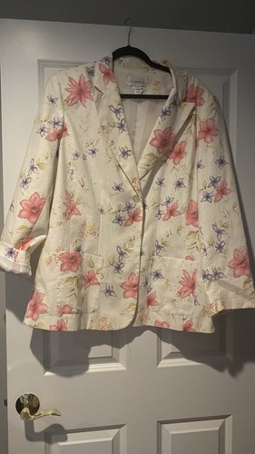 NWOT Chadwick’s New Women’s Blazer Jacket Linen Mix Size 22W Cream ...