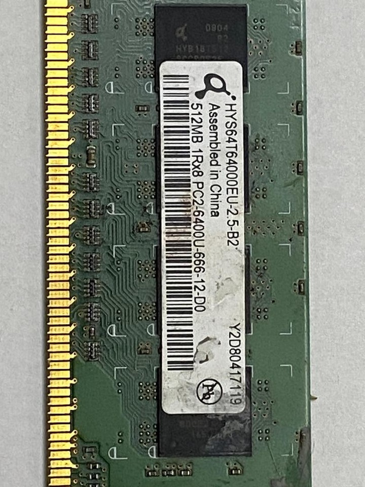Qimonda 512MBx2 1Rx8 PC2-6400 800Mhz 240Pin 8-chips CL6 Non-ECC UBF for ...