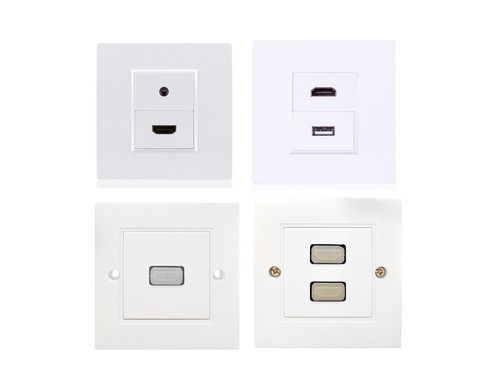 HDMI Wall Plate - Faceplates with HDMI USB 3.5mm Jack White 4k HDMI ...