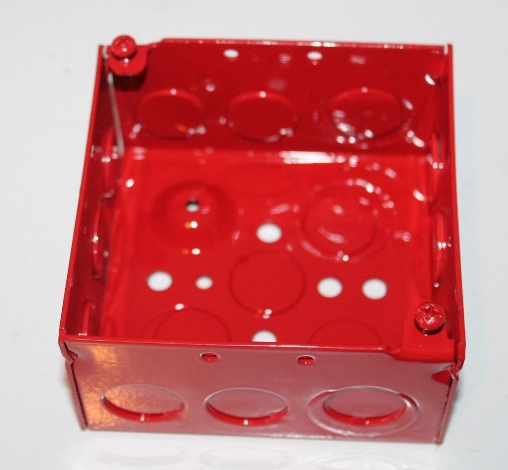 Cooper Crouse-Hinds TP403RED Square Fire Alarm Box; Steel, 4" X 2-1/8 ...