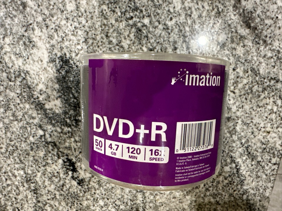 50 Pack Imation DVD-R 16X 4.7GB/120Min Branded Logo Blank Media ...