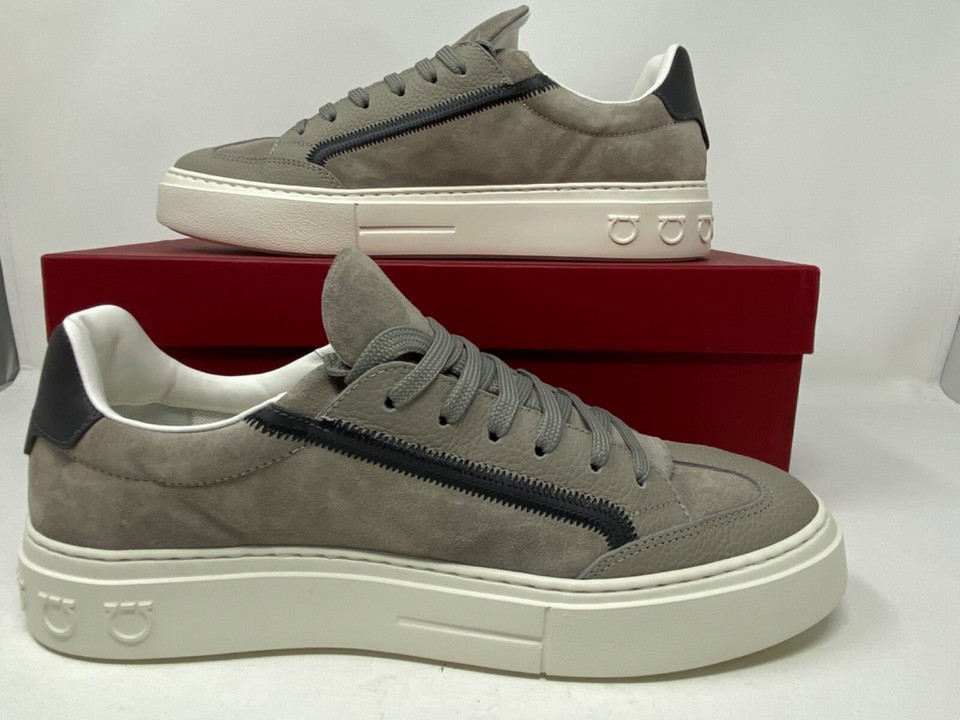 Salvatore Ferragamo Gancini BORG 5 RHINOCEROS SUEDE Leather Sneakers 8M ...