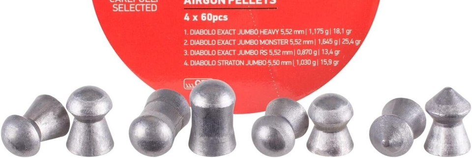 JSB MATCH 240 Count / 4 Type HUNTING PELLET SAMPLER 5.5mm .22 Caliber ...