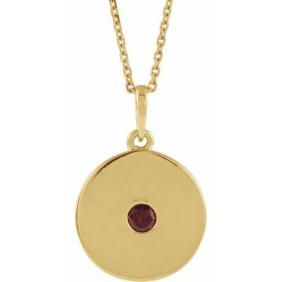 14K Yellow Natural Mozambique Garnet Disc 16-18" Necklace | eBay