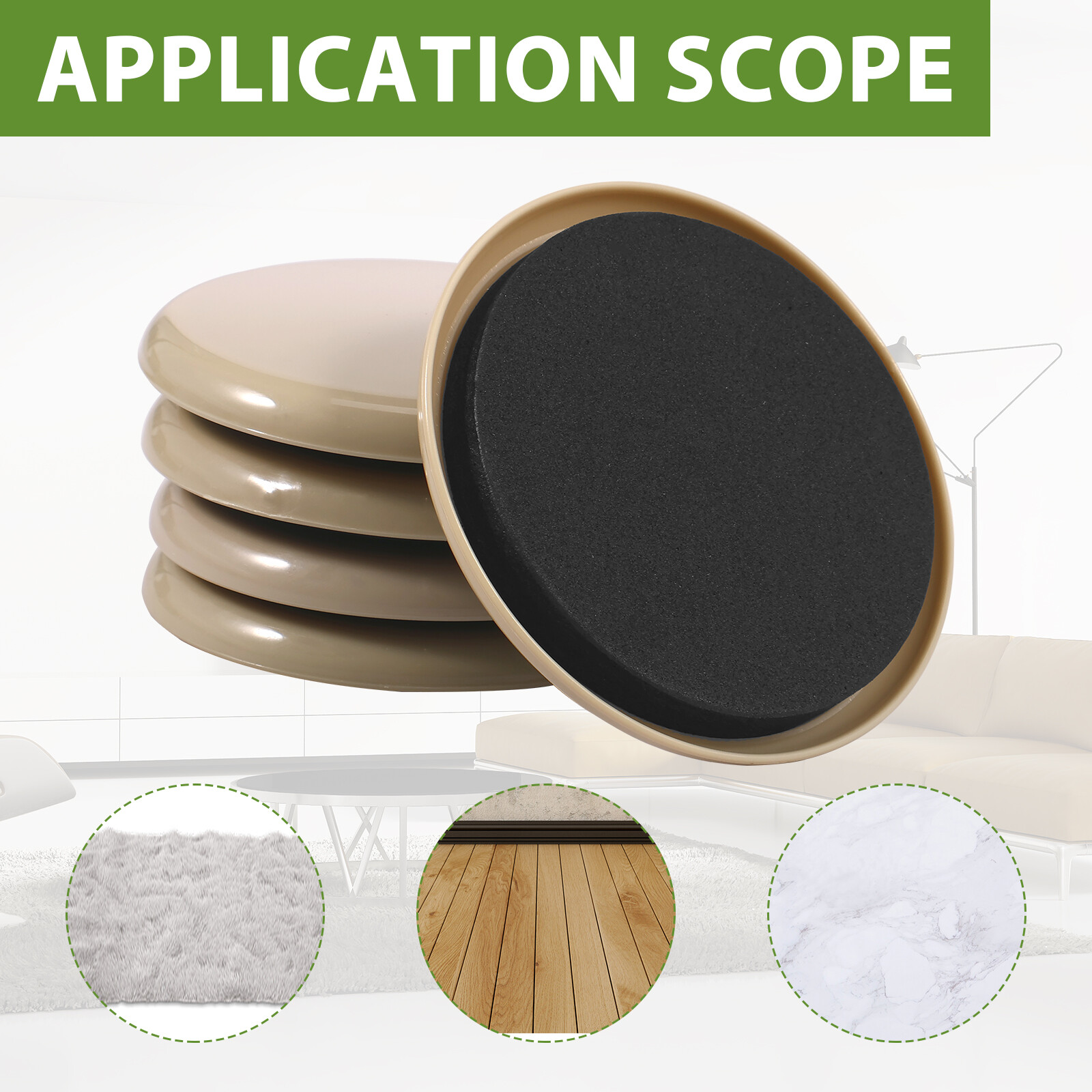 16Pcs Furniture Sliders for Carpet 3.5inch Round Furniture Sliders cbah ...
