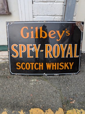 RARE GILBY'S SPEY-ROYAL SCOTCH WHISKEY ENAMEL ADVERTISING SIGN ...