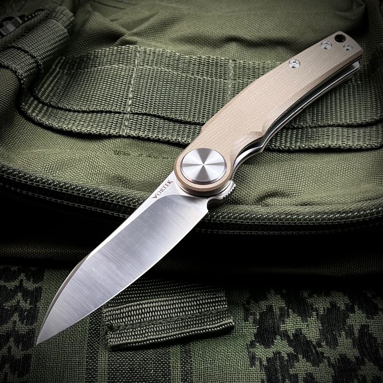 VORTEK OMEGA Desert Tan G10 Ball Bearing D2 Blade Folding EDC Deep ...