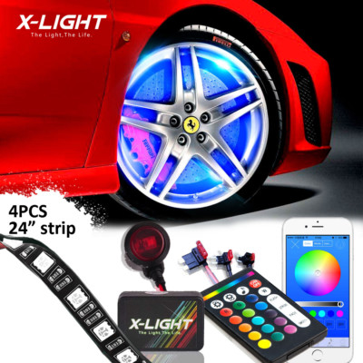 RGBW Wheel Well LED Light Kit ¦4pc Custom Accent Neon Strips Rim Tire ...