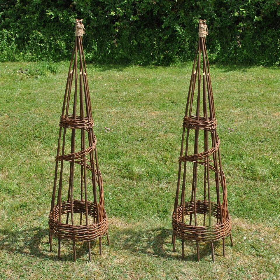 Garden Obelisk Obelisks Willow Wicker Wooden Wood Climbing Plant ...