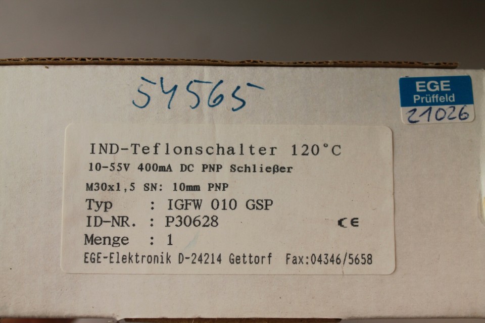 EGE-Elektronik IGFW 010 GSP M30 Inductive Teflon sensor NEW | eBay