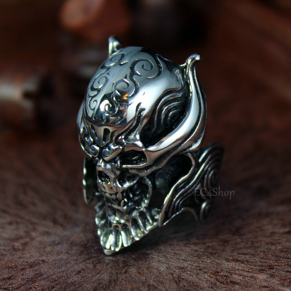 Men Garo Knight Skull 316L Stainless Steel Ring USA Size 7 8 9 10 11 12 ...