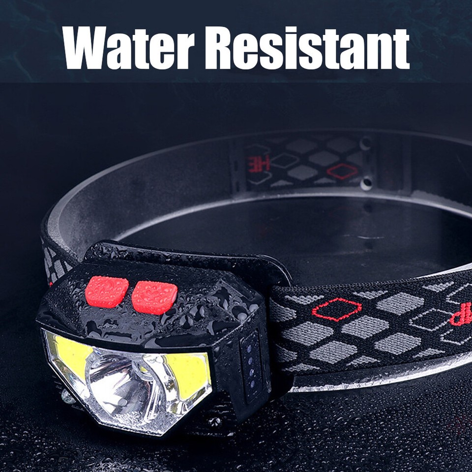 Headlamp COB LED Headlight Band Torch Flashlight USB Rechargeable ...