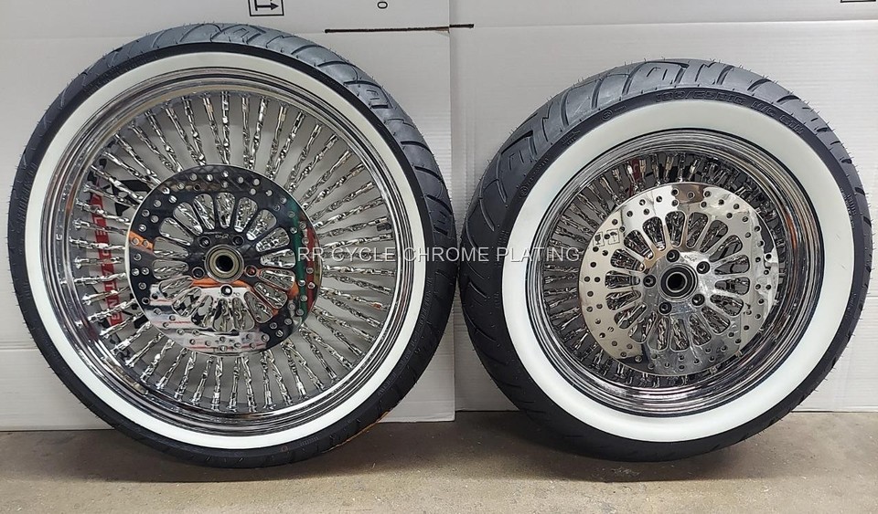 DNA 52 Cali Twisted Spoke Wheels 21 F 18 Tire Rotor Harley Softail 08 ...