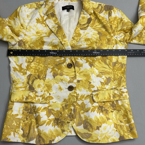 Talbots Blazer Jacket Womens 10 Petite Yellow Floral Cottagecore Single ...