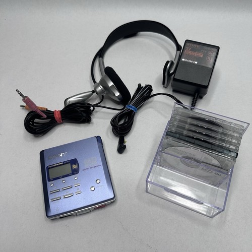 SONY Mini-Disc MZ-R55 Digital Recorder/Player w/ Power Supply Headphone ...