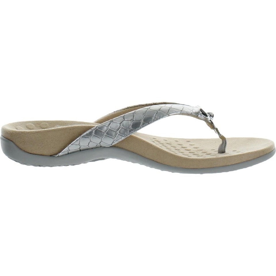 Vionic Womens Bella Silver Slip On Thong Sandals Shoes 8 Medium (B,M ...