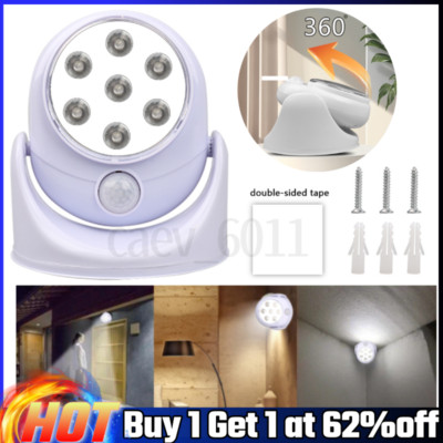 Battery Operated LED Spotlight PIR Motion Sensor Light Wireless Wall ...