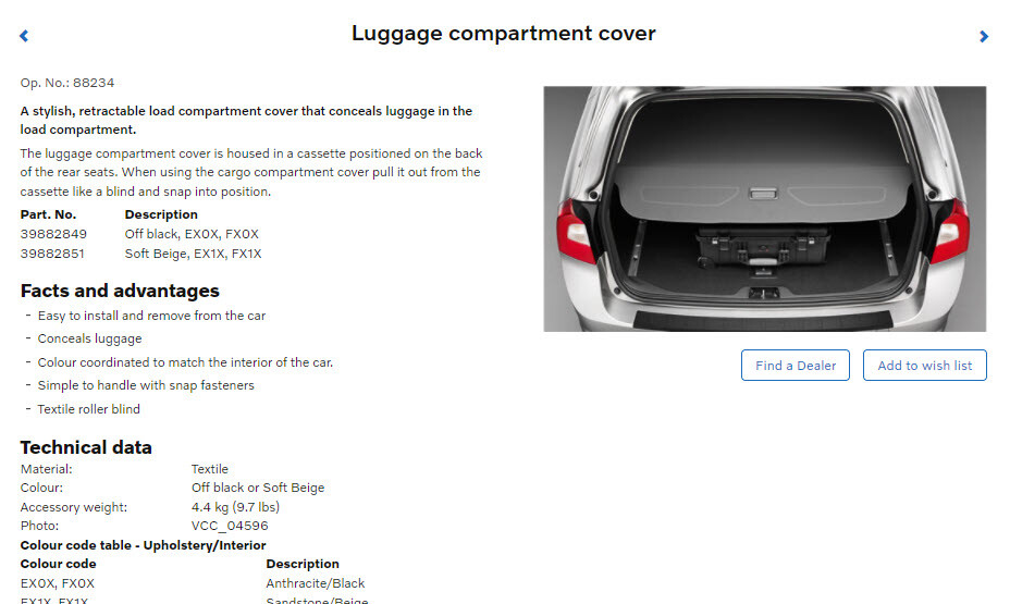 Genuine Volvo V70 XC70 Rear Luggage Security Cargo Cover Modesty Panel ...