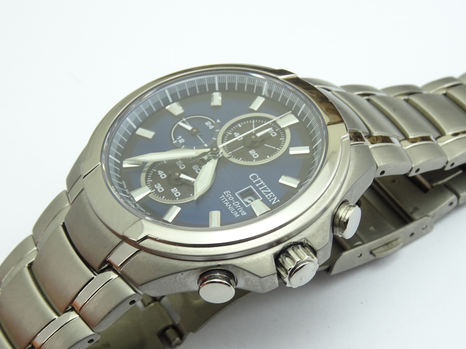 Citizen Eco Drive Men's 42mm Chronograph Titanium Bracelet Watch B612 ...