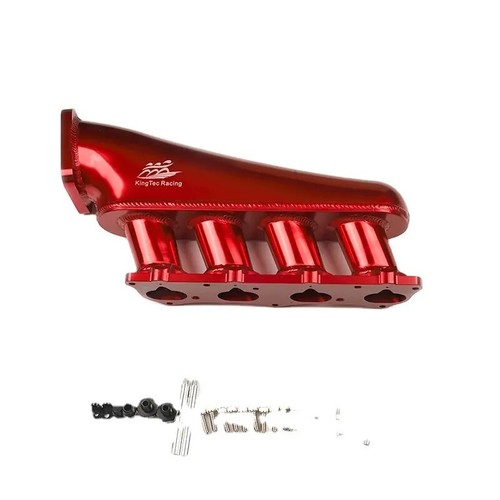 K20 K24 Intake Manifold with Fuel Rail Kit Billet | Red | Front | Aluminum