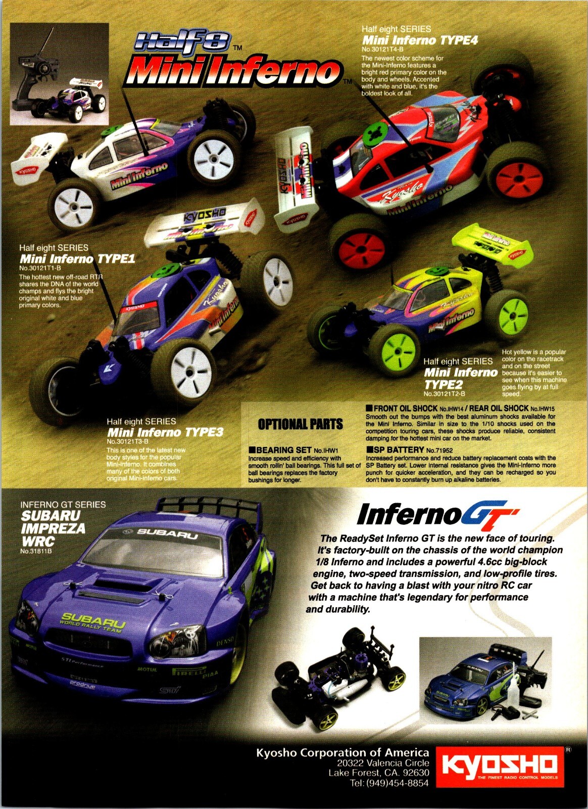 Kyosho RC Inferno GT Vintage Print Ad Wall Art Decor Mini Type 1 2 3 4 ...