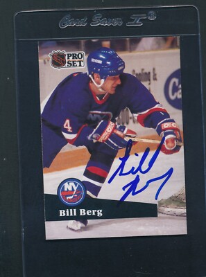 1991/92 Pro Set #145 Bill Berg Islanders Signed Auto *D4693 | eBay