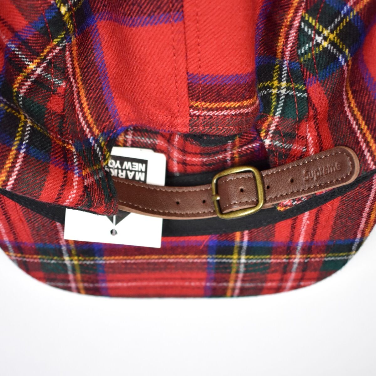 NWT Supreme Lochcarron Plaid Wool Red Box Logo Camp Cap Hat NWT Supreme Lochcarron Plaid Wool Red Box Logo Camp Cap Hat