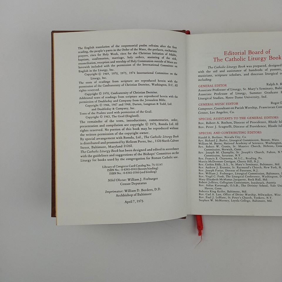 THE CATHOLIC LITURGY BOOK: Complete Service Book VTG 1975 Helicon ...