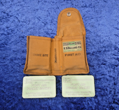 VINTAGE WW1 BULLARD U.S. ARMY FIRST AID & SNAKE BITE KIT PACK. COMPLETE ...