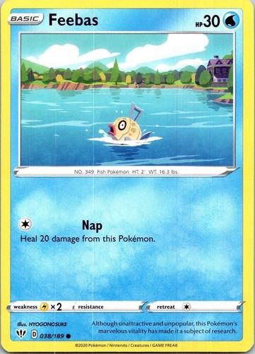 Feebas Darkness Ablaze 038/189 Regular Pokemon TCG Common Pack Fresh ...