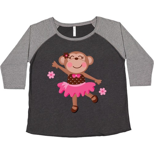 Inktastic Ballerina Dance Monkey Women's Plus Size T-Shirt Tutu Dancer ...