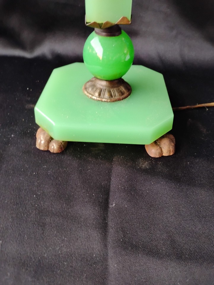 Antique Houze 26" Jadeite Dual Table Lamp Original Finial for Repair ...