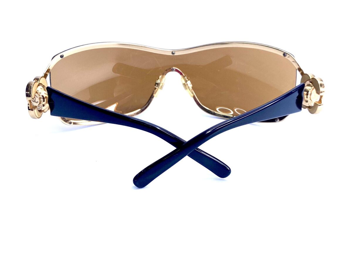 VTG CHANEL Brown Crystal Gold Wrap Sunglasses Made in Italy VTG CHANEL Brown Crystal Gold Wrap Sunglasses Made in Italy