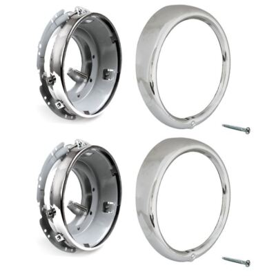 Vw Bug Headlight Bucket Assembly Kit W/Chrome Rings. Pair Left & Right ...