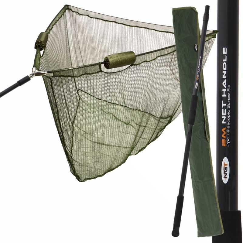 NGT FISHING NET HANDLE FISHING NETS 36" 42" 50" DUAL FLOAT NET STINK ...