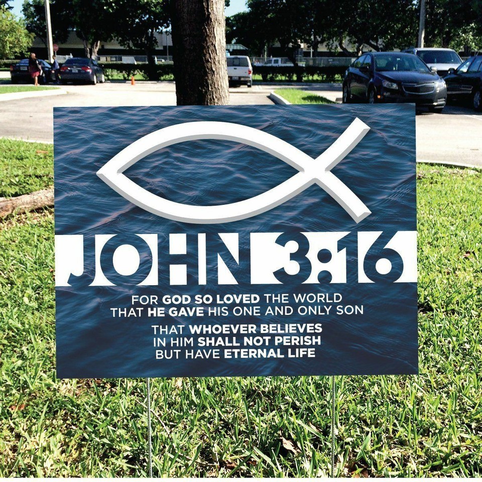 John 3:16 Christian Yard Sign with Stake. Size: 18 H x 24W | eBay