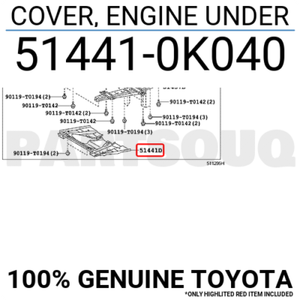 514410K040 Genuine Toyota COVER, ENGINE UNDER 51441-0K040 | eBay