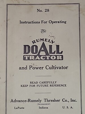 Rumely Advance 1924 DoAll Farm Tractor & Power Cultivator Owner ...
