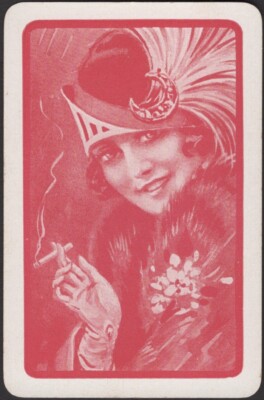 Playing Cards Single Card Old Vintage CIGARETTE SMOKING Fur Coat ...