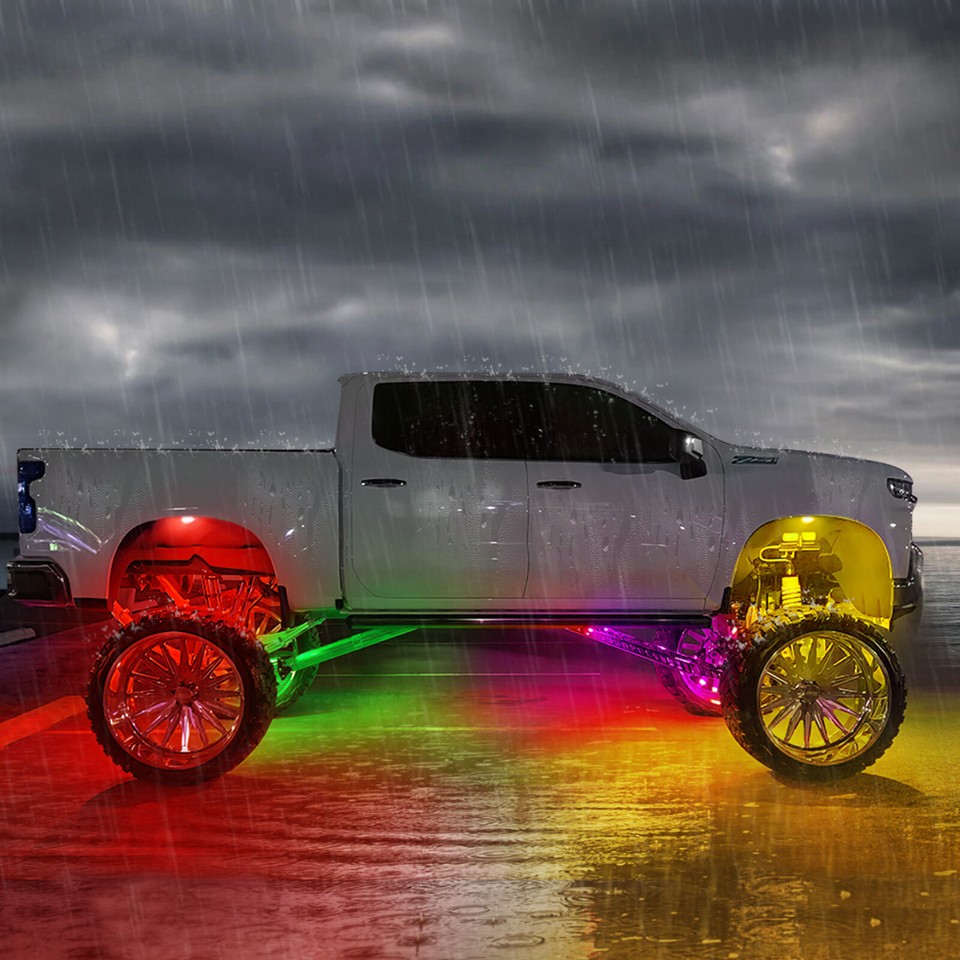 MICTUNING C2 Max RGB-IC LED Rock Lights 8 Pods Underglow Underbody Neon ...