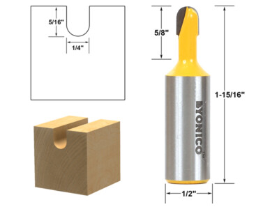 1/8" Radius, 1/4" Diameter Core Box Router Bit - 1/2" Shank - Yonico ...