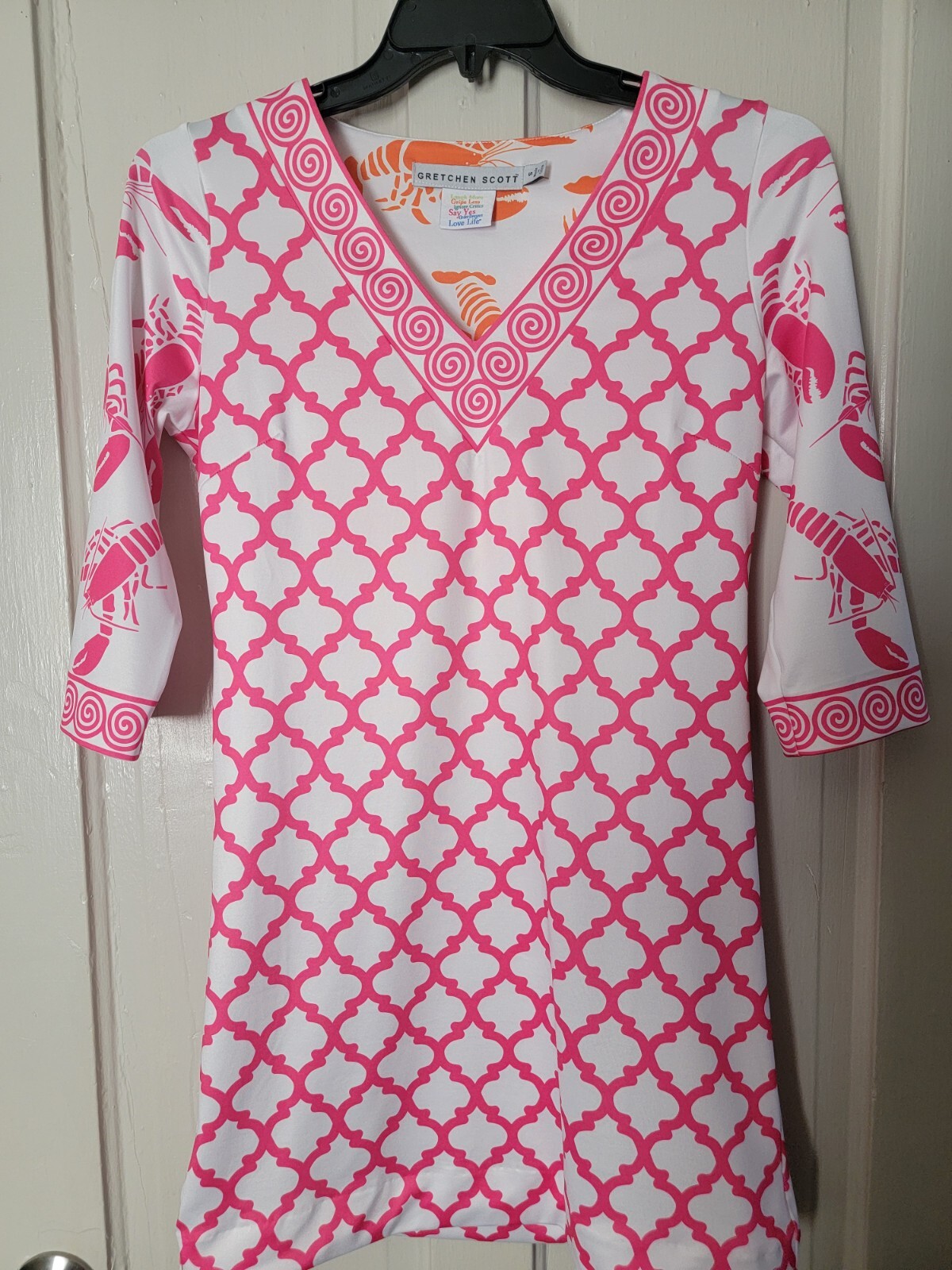 Gretchen Scott Pink and White Lobster Dress Small - Gem